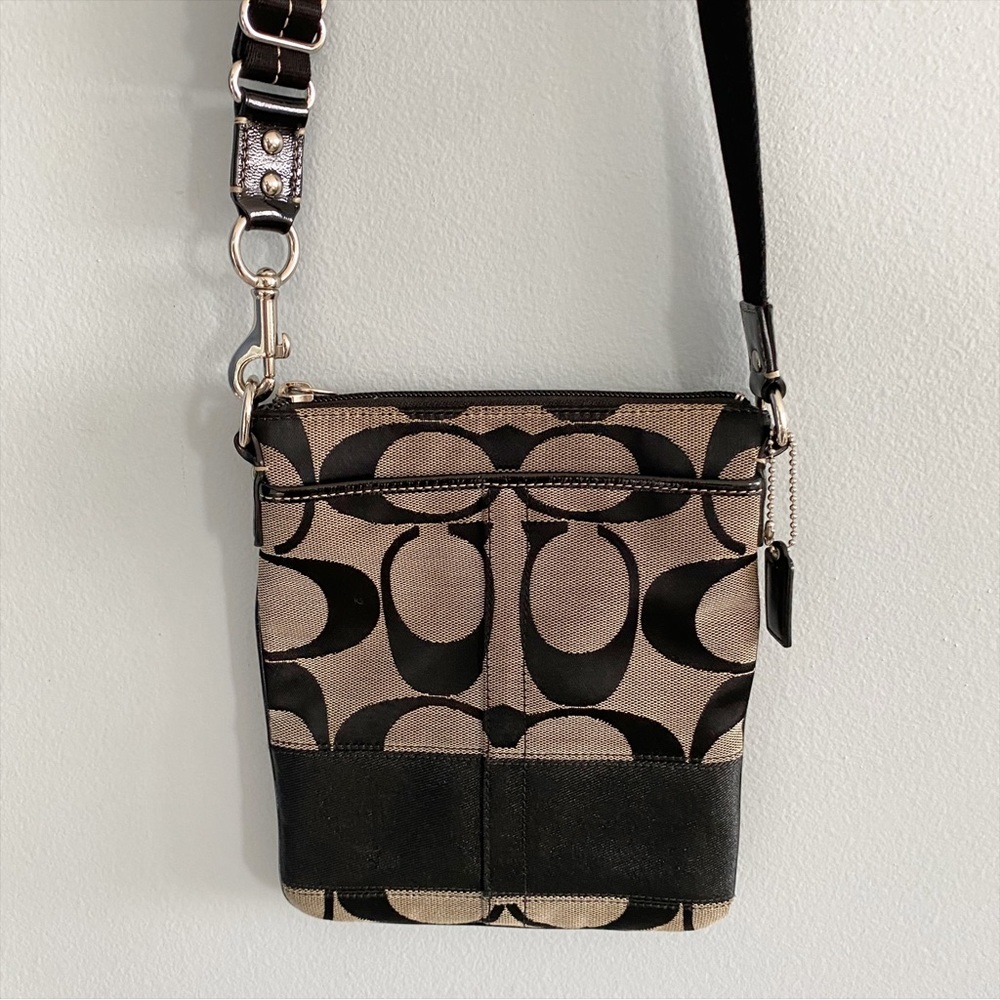 Coach Monogram C Black And Grey Crossbody Purse - Gem